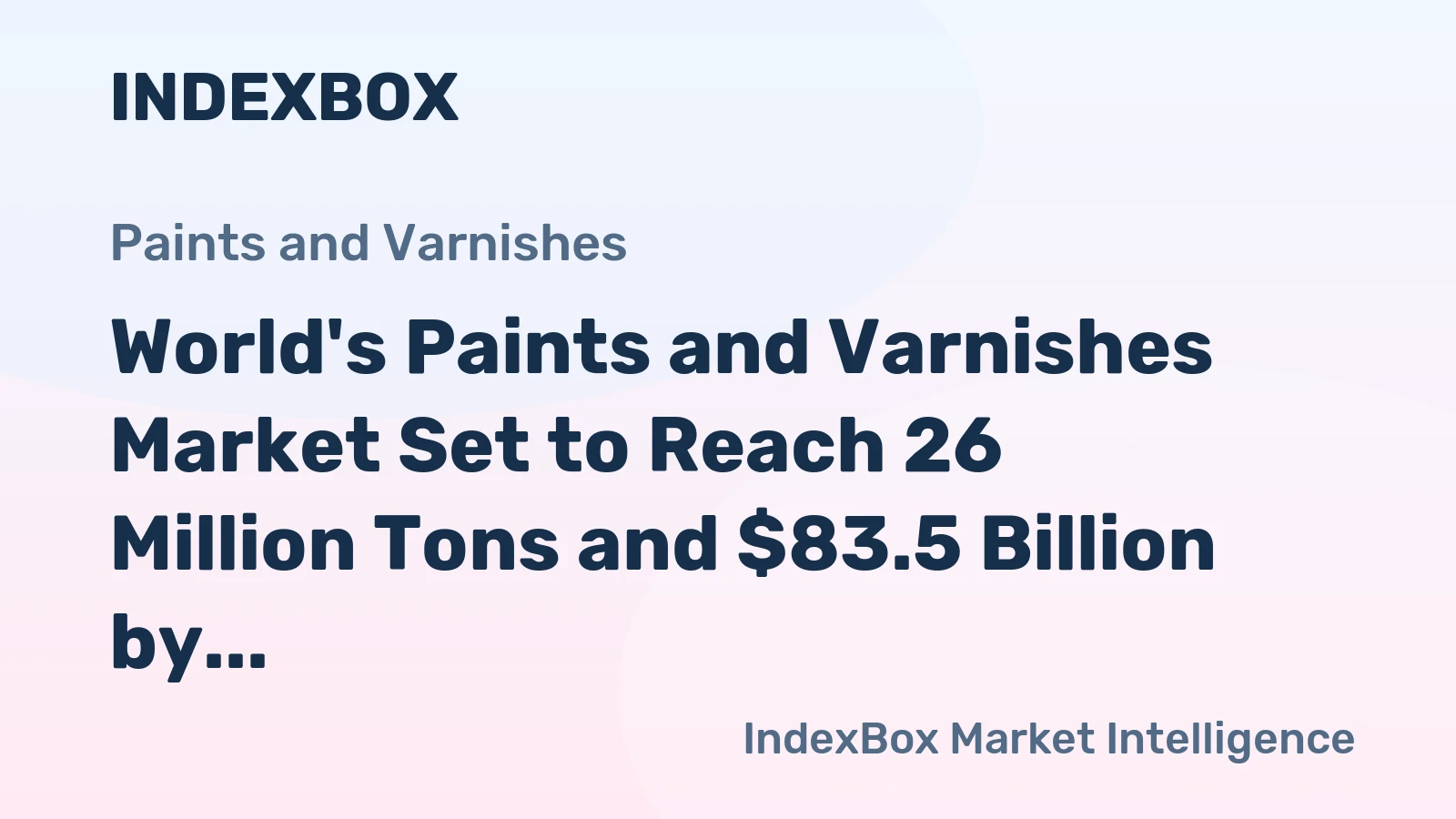 World's Paints and Varnishes Market Set to Reach 26 Million Tons and $83.5 Billion by 2035
