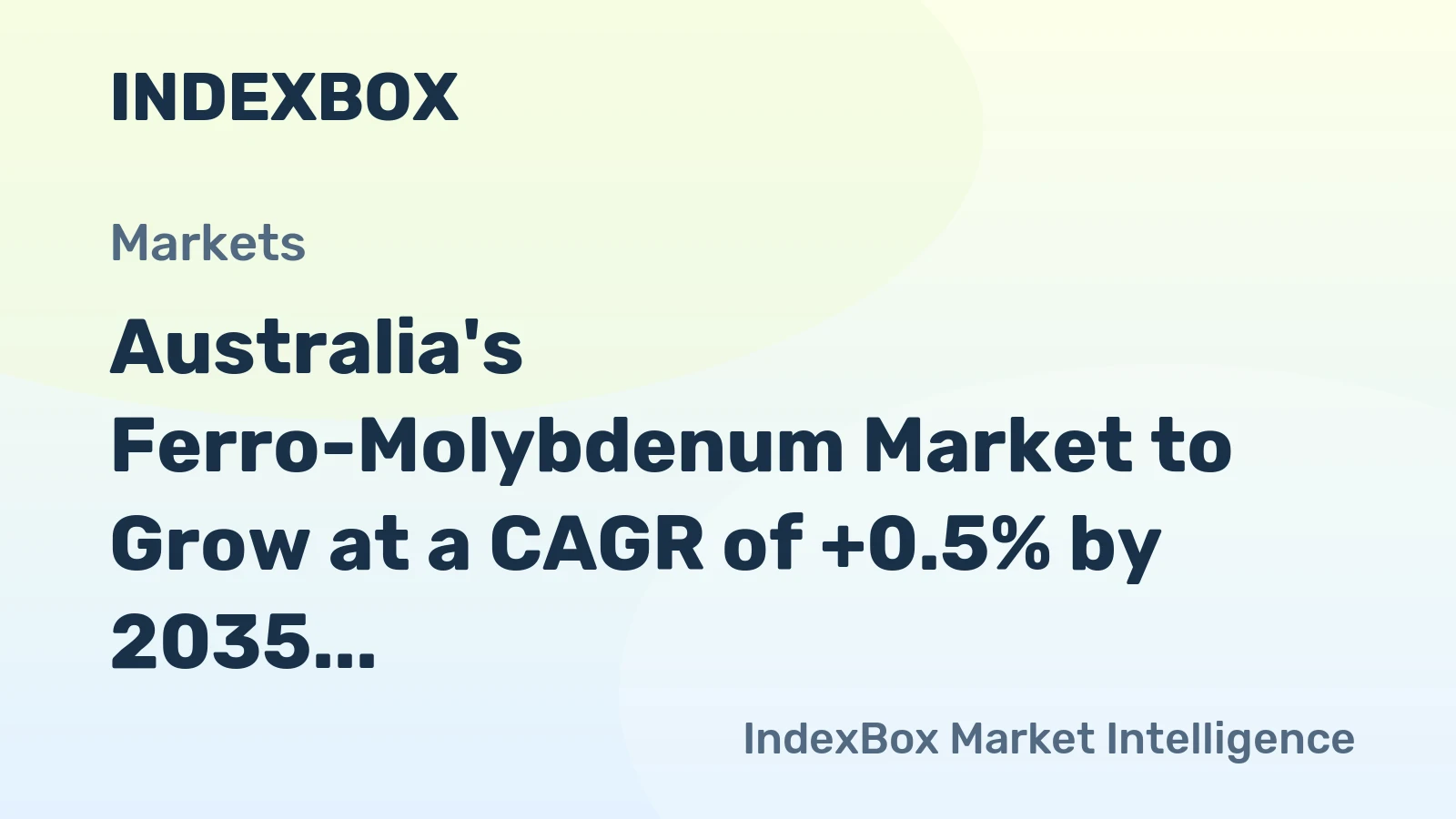 Australia's Ferro-Molybdenum Market to Grow at a CAGR of +0.5% by 2035