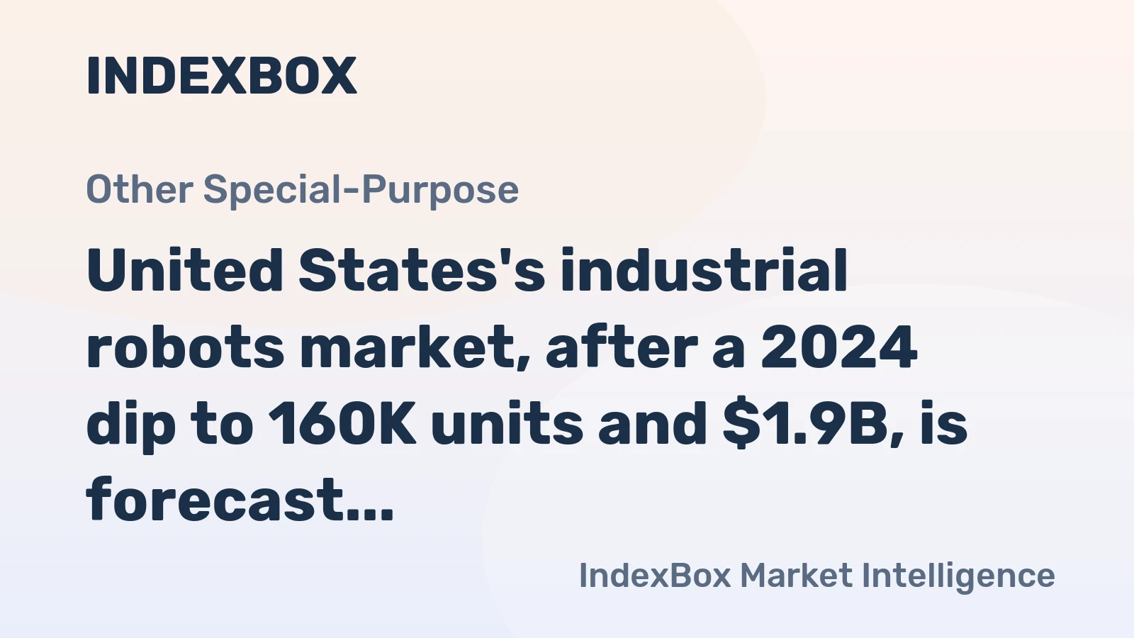 United States's industrial robots market, after a 2024 dip to 160K units and $1.9B, is forecast to grow to 195K units and $2.7B by 2035.