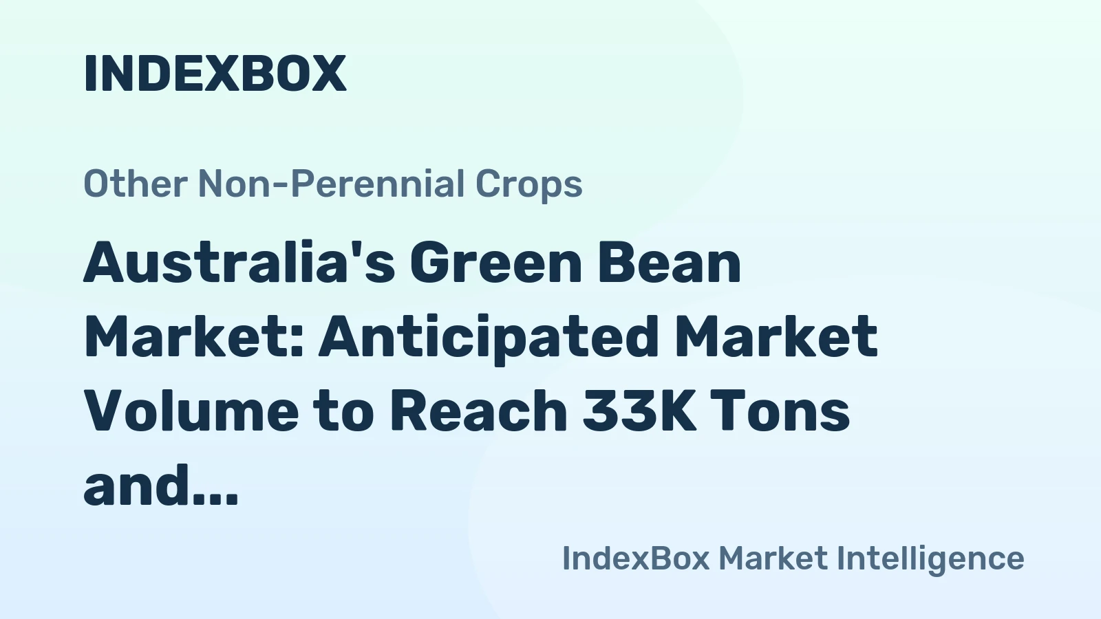 Australia's Green Bean Market: Anticipated Market Volume to Reach 33K Tons and Market Value to Hit $136M by 2035