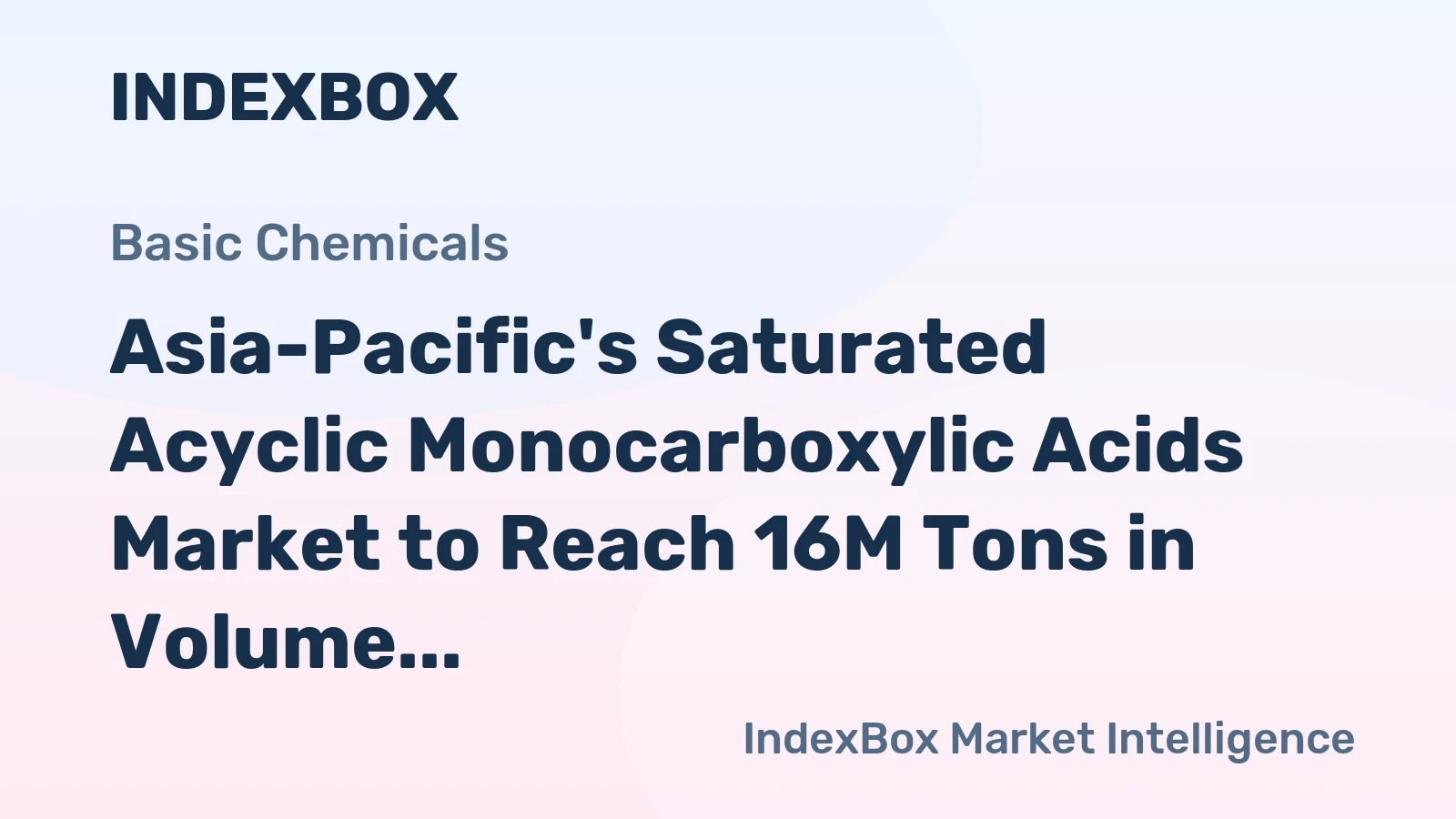 Asia-Pacific's Saturated Acyclic Monocarboxylic Acids Market to Reach 16M Tons in Volume and $29.7B in Value by 2035