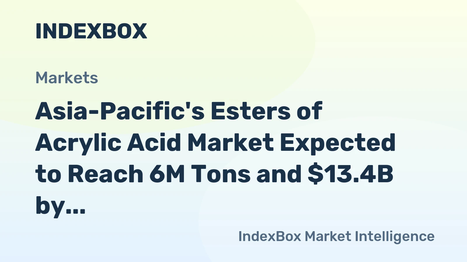 Asia-Pacific's Esters of Acrylic Acid Market Expected to Reach 6M Tons and $13.4B by 2035