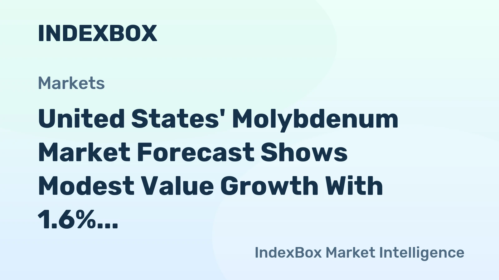 United States' Molybdenum Market Forecast Shows Modest Value Growth With 1.6% CAGR