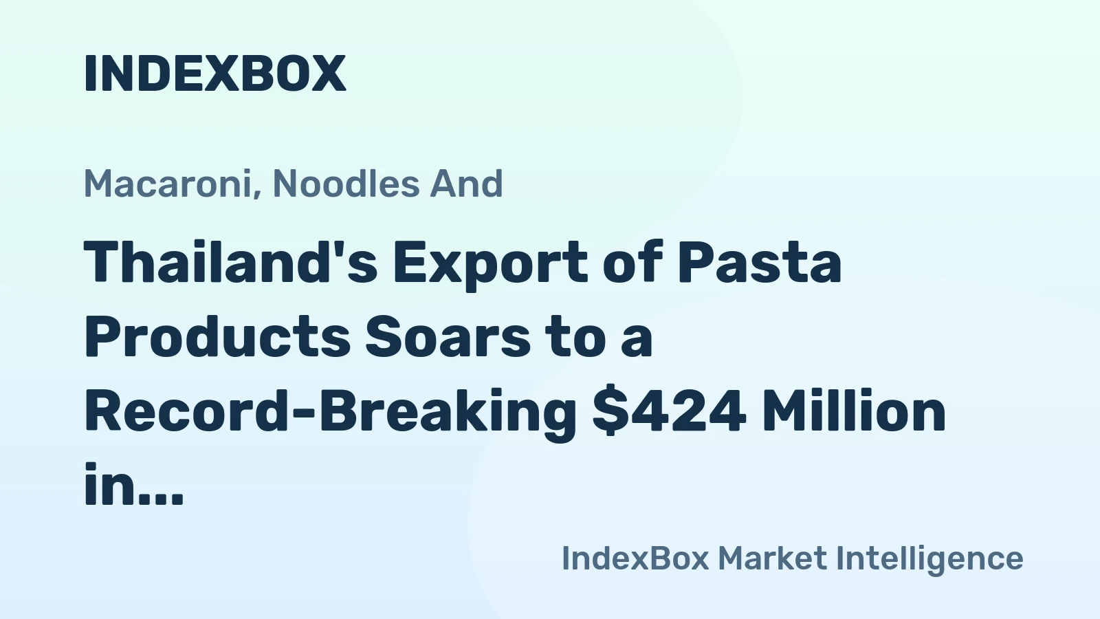 Thailand's Export of Pasta Products Soars to a Record-Breaking $424 Million in 2024