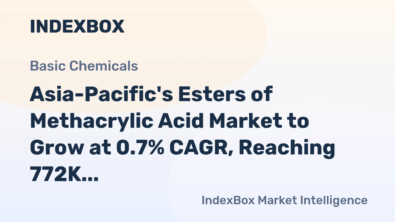 Asia-Pacific's Esters of Methacrylic Acid Market to Grow at 0.7% CAGR, Reaching 772K Tons by 2035