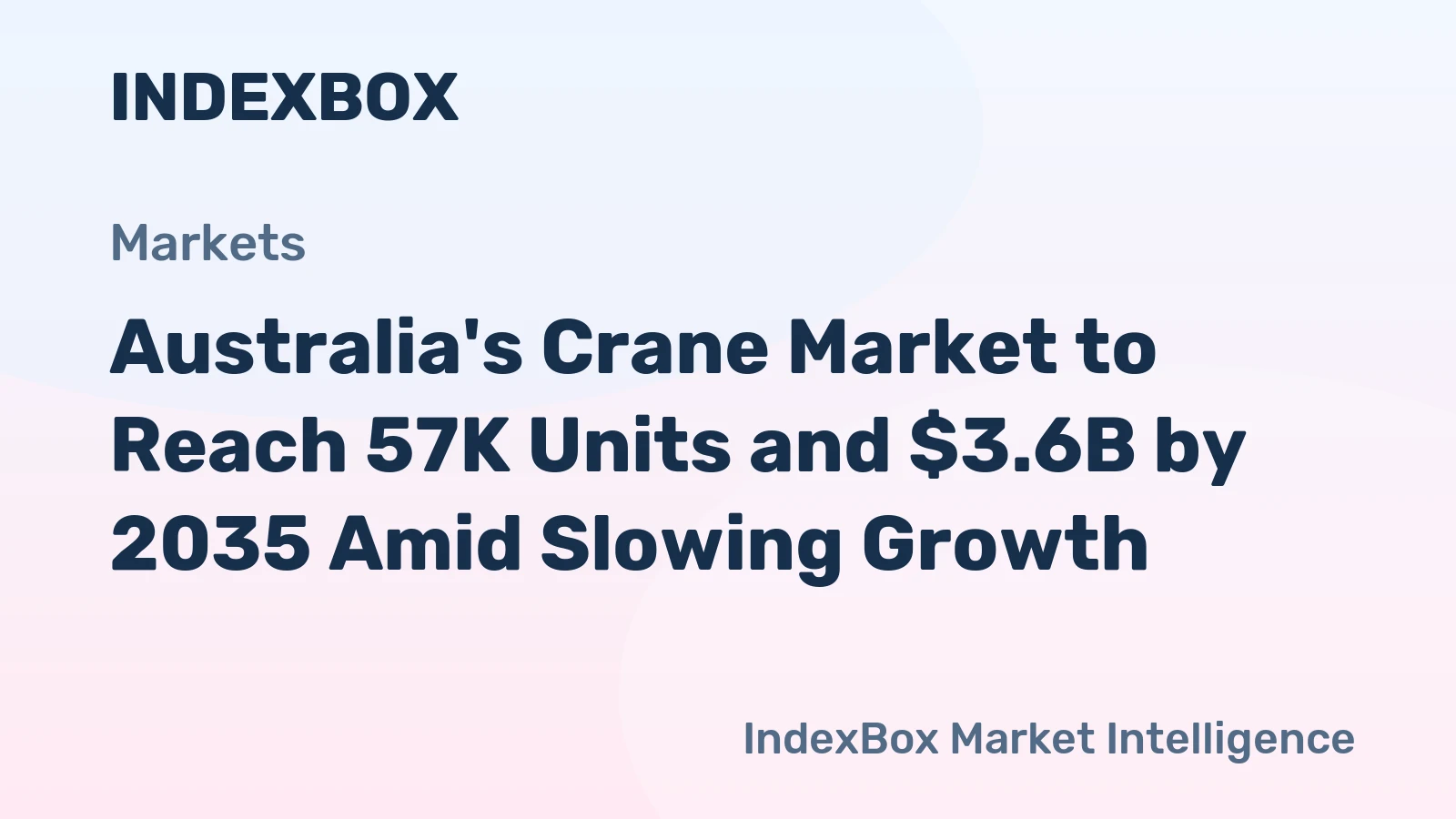 Australia's Crane Market to Reach 57K Units and $3.6B by 2035 Amid Slowing Growth
