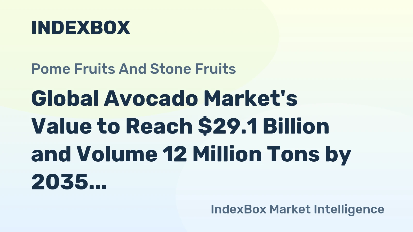 Global Avocado Market's Value to Reach $29.1 Billion and Volume 12 Million Tons by 2035