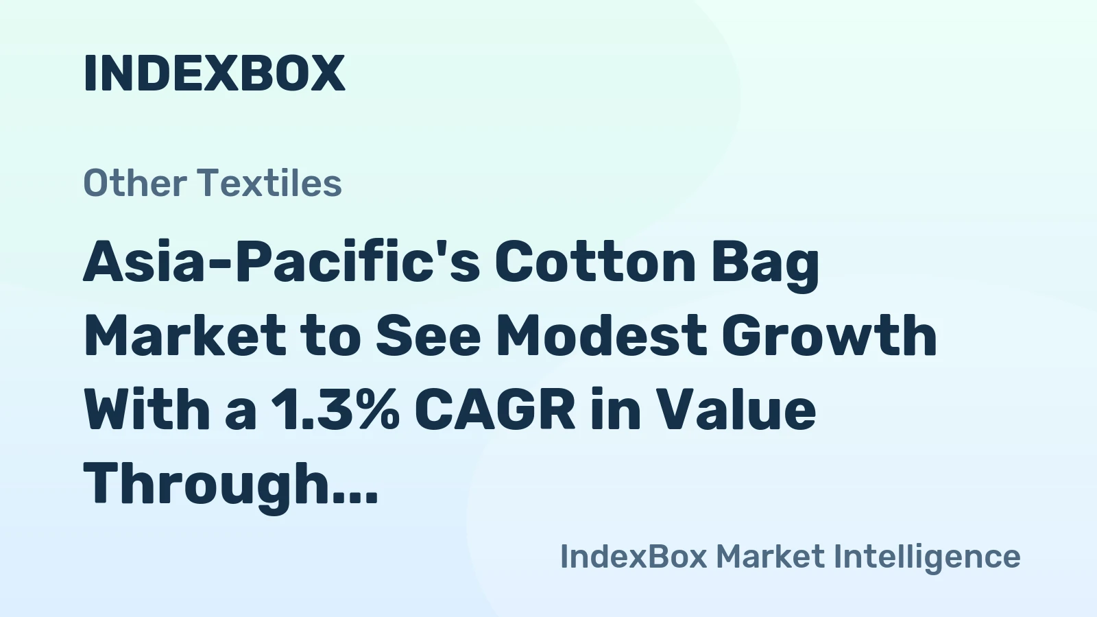 Asia-Pacific's Cotton Bag Market to See Modest Growth With a 1.3% CAGR in Value Through 2035