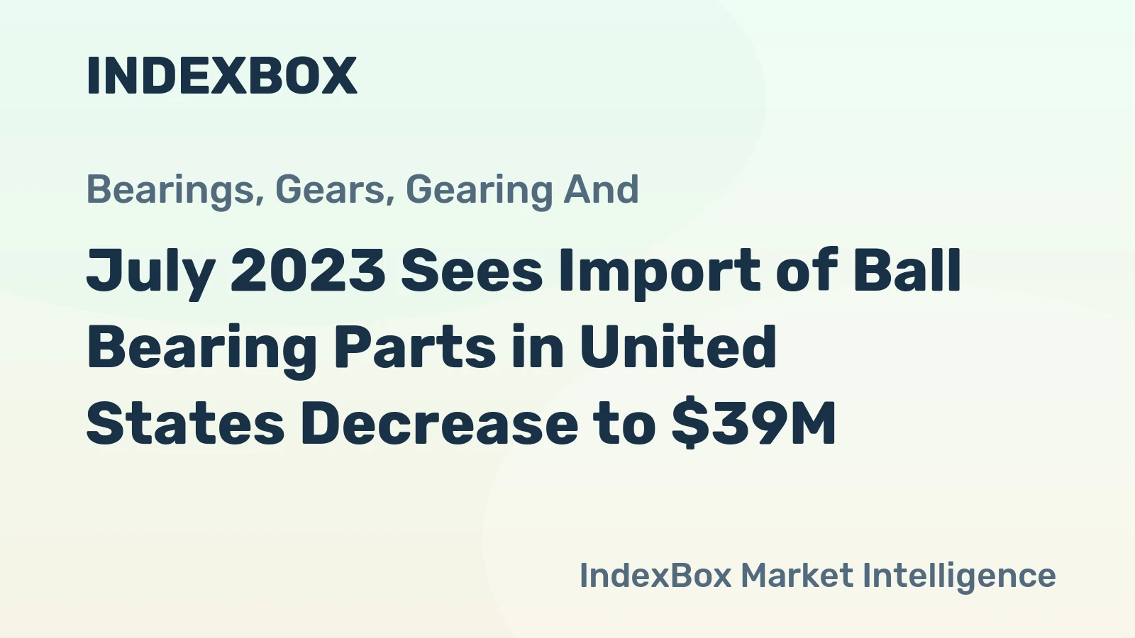 July 2023 Sees Import of Ball Bearing Parts in United States Decrease to $39M