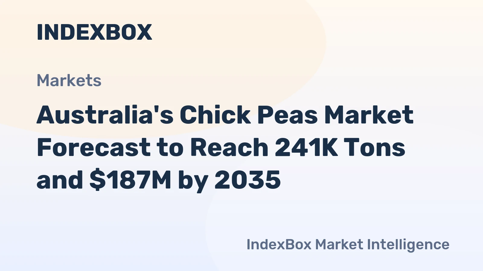 Australia's Chick Peas Market Forecast to Reach 241K Tons and $187M by 2035