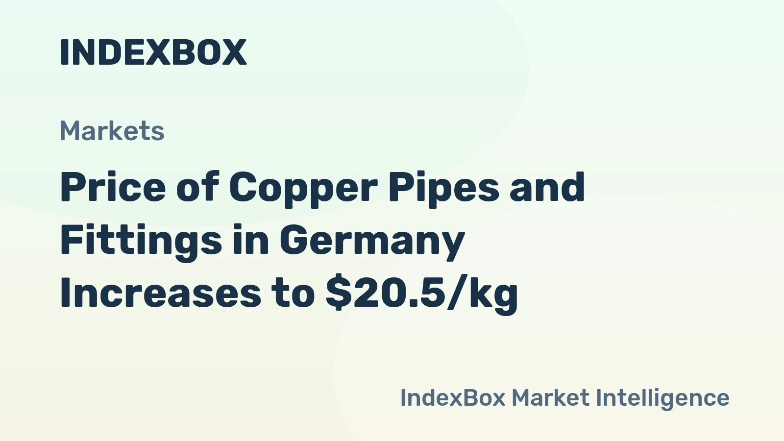 Price of Copper Pipes and Fittings in Germany Increases to $20.5/kg