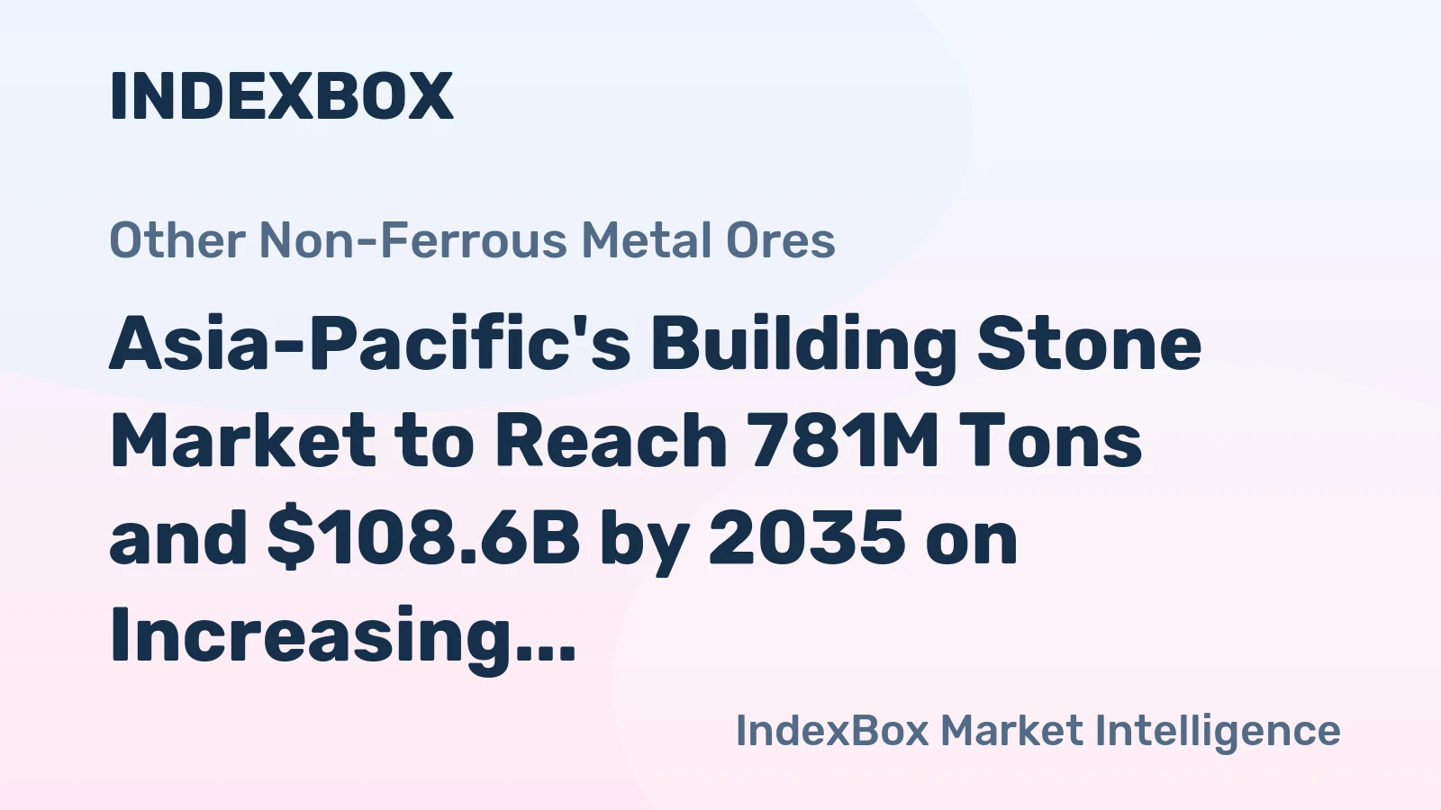 Asia-Pacific's Building Stone Market to Reach 781M Tons and $108.6B by 2035 on Increasing Demand