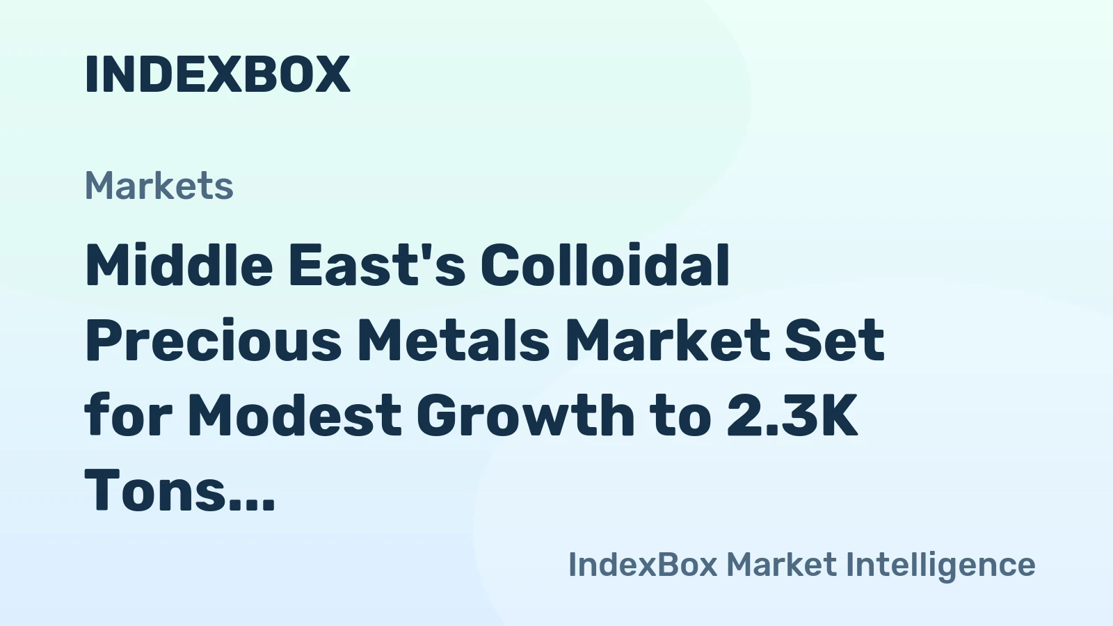 Middle East's Colloidal Precious Metals Market Set for Modest Growth to 2.3K Tons and $7.1B by 2035
