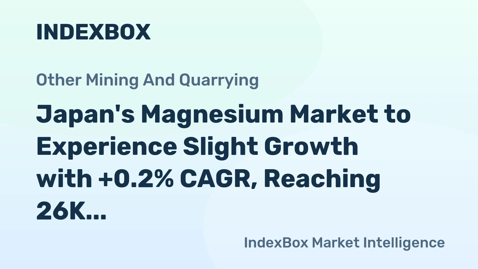 Japan's Magnesium Market to Experience Slight Growth with +0.2% CAGR, Reaching 26K Tons by 2035
