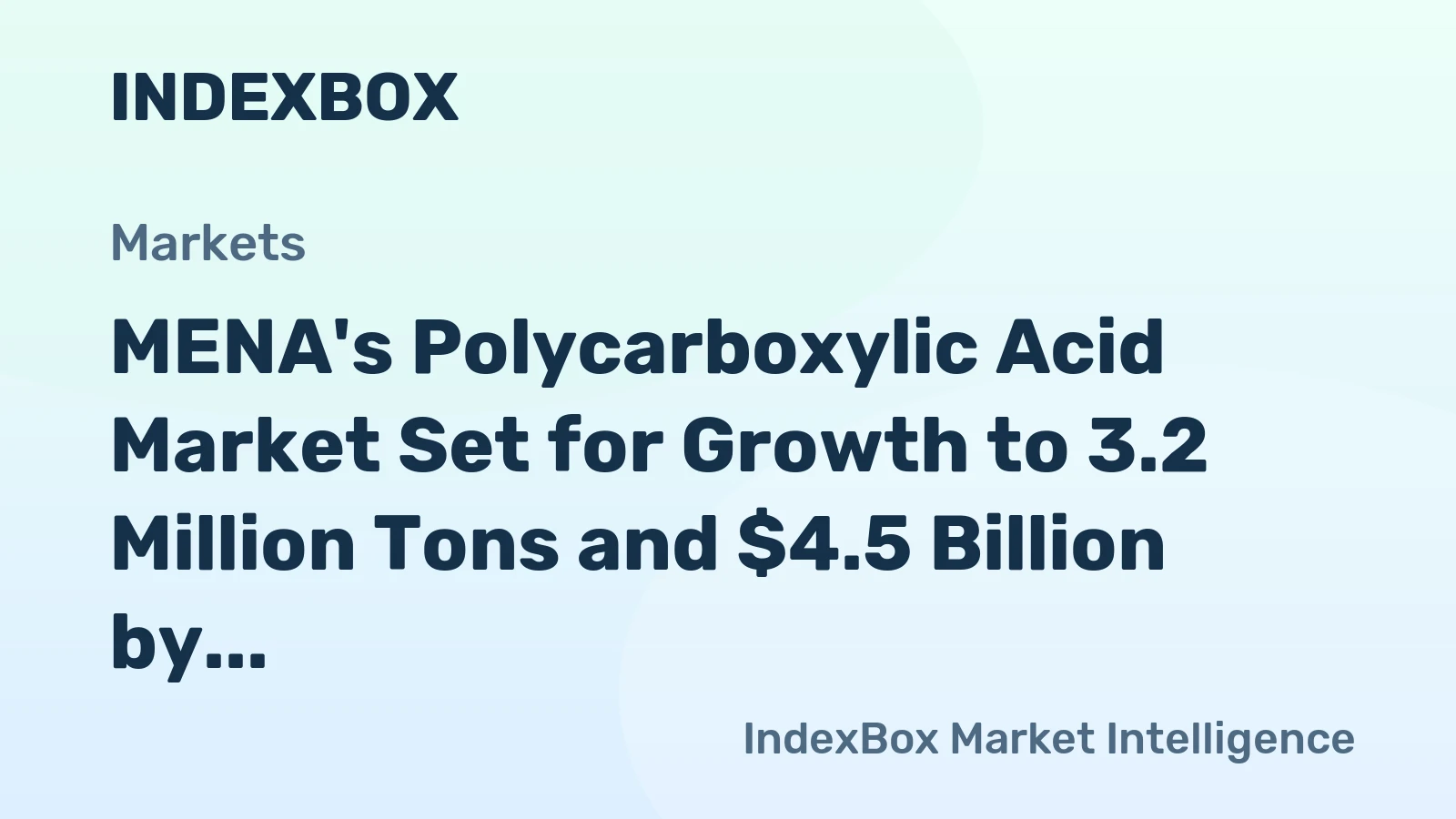 MENA's Polycarboxylic Acid Market Set for Growth to 3.2 Million Tons and $4.5 Billion by 2035
