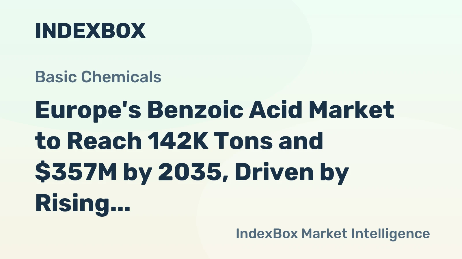 Europe's Benzoic Acid Market to Reach 142K Tons and $357M by 2035, Driven by Rising Demand