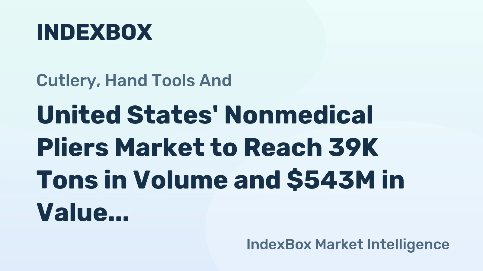 United States' Nonmedical Pliers Market to Reach 39K Tons in Volume and $543M in Value by 2035