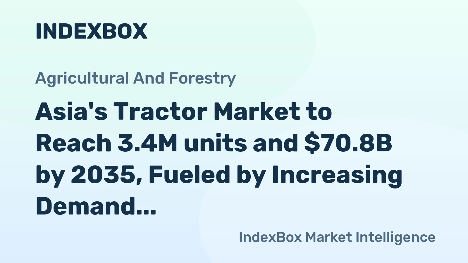 Asia's Tractor Market to Reach 3.4M units and $70.8B by 2035, Fueled by Increasing Demand
