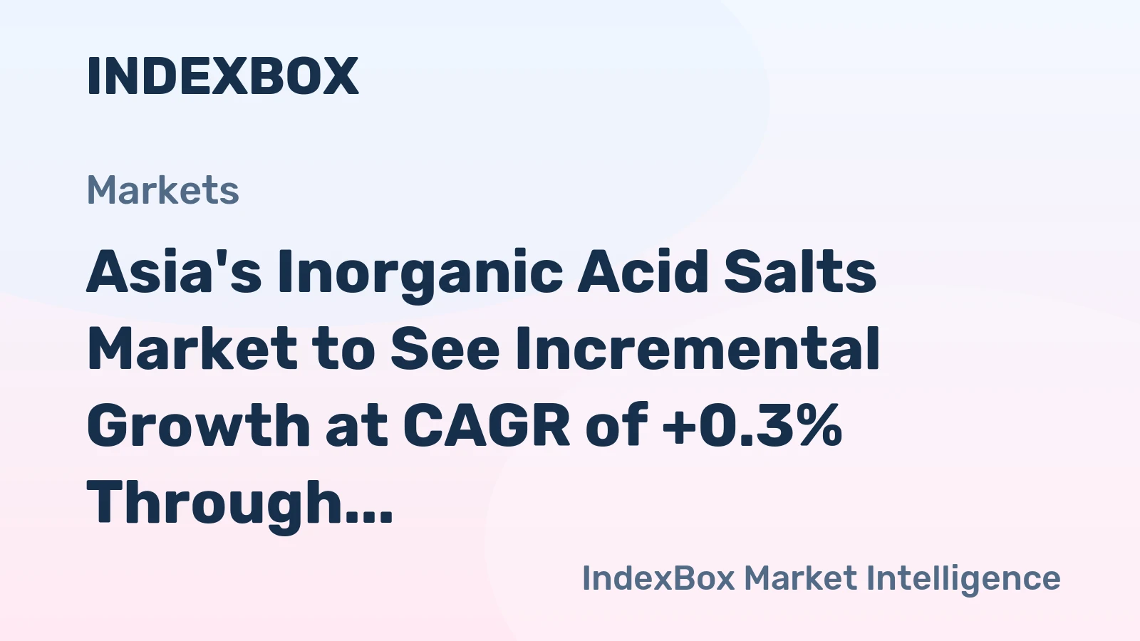Asia's Inorganic Acid Salts Market to See Incremental Growth at CAGR of +0.3% Through 2035