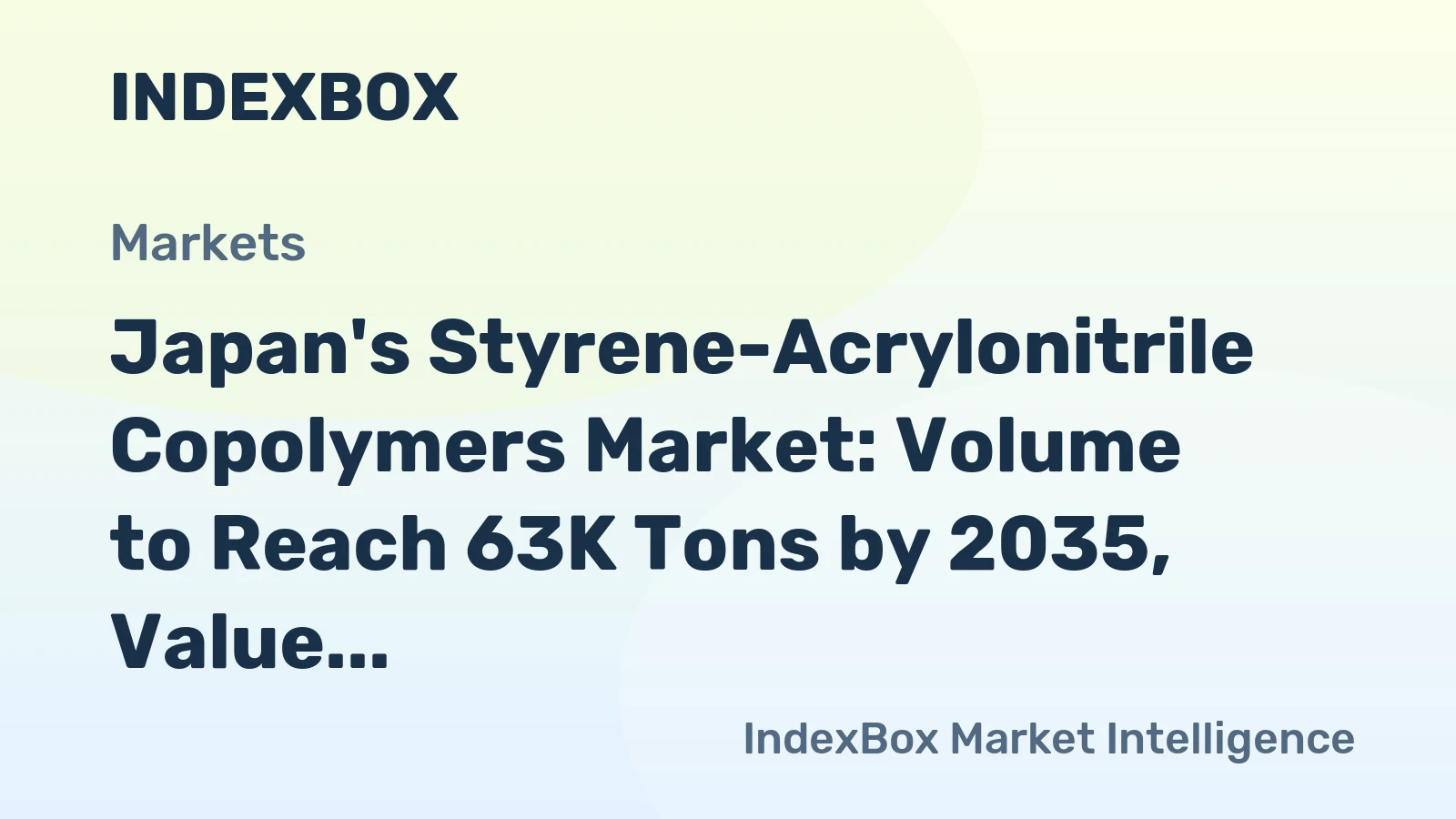 Japan's Styrene-Acrylonitrile Copolymers Market: Volume to Reach 63K Tons by 2035, Value Expected to Hit $129M