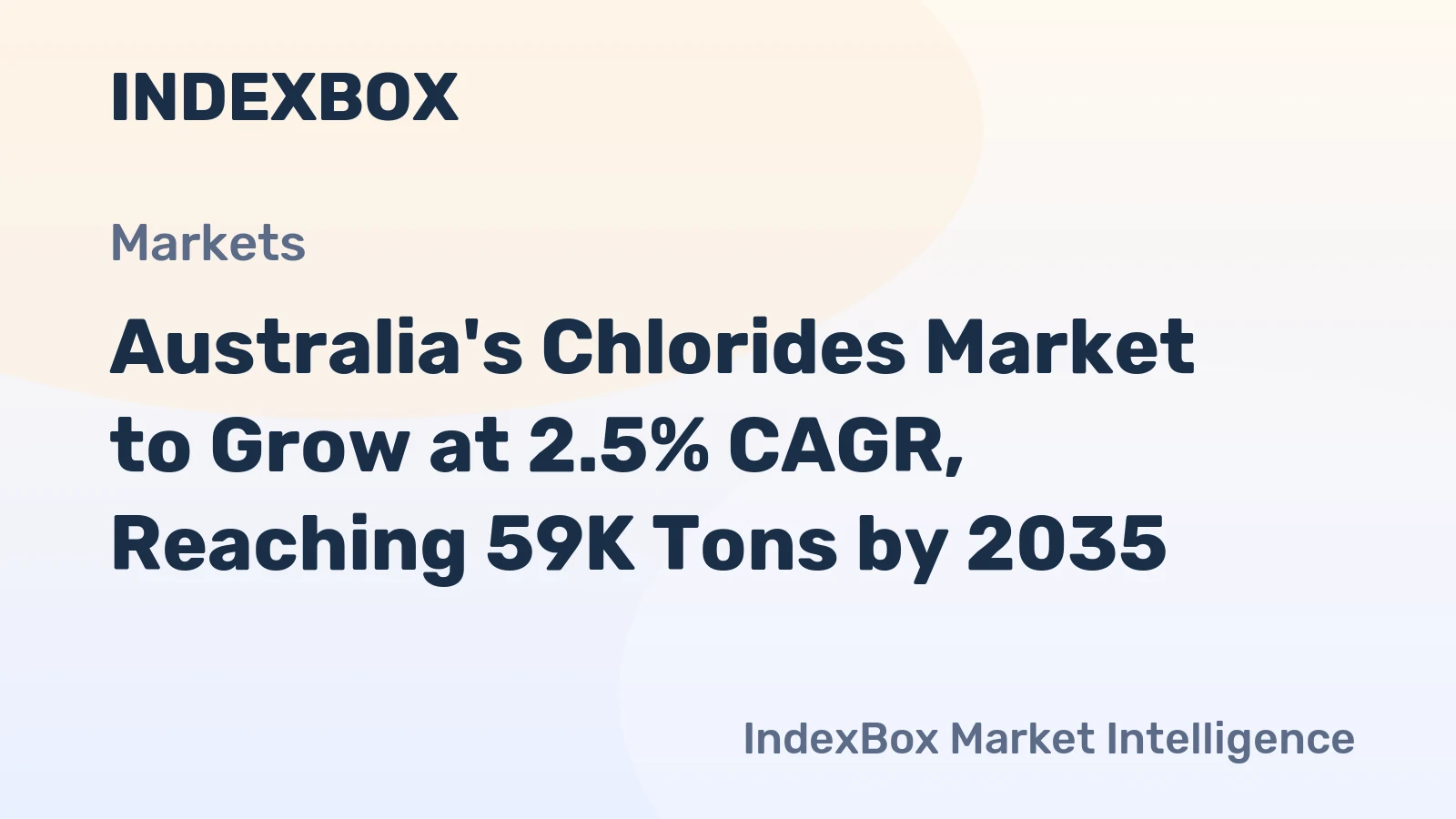 Australia's Chlorides Market to Grow at 2.5% CAGR, Reaching 59K Tons by 2035