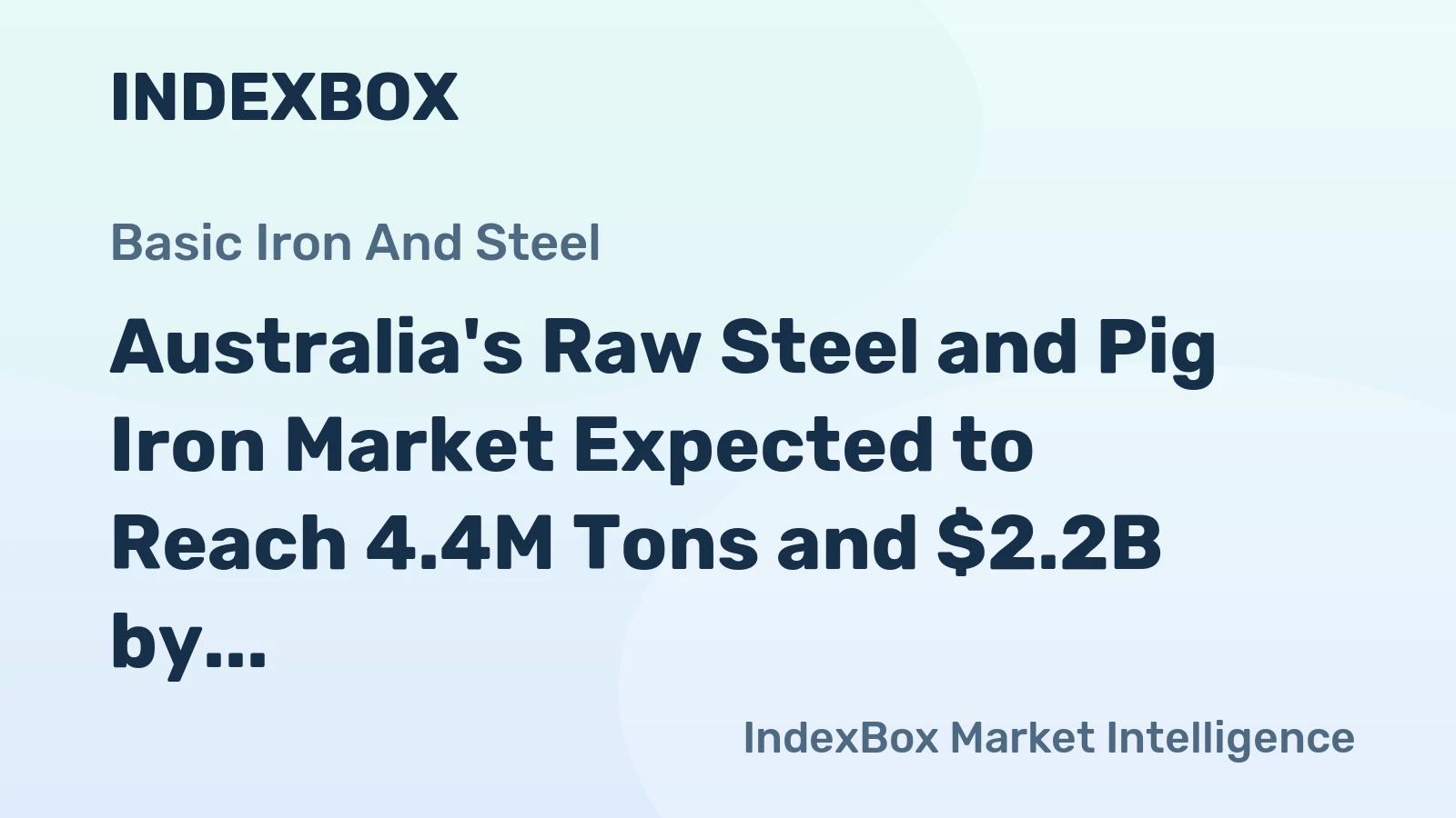 Australia's Raw Steel and Pig Iron Market Expected to Reach 4.4M Tons and $2.2B by 2035