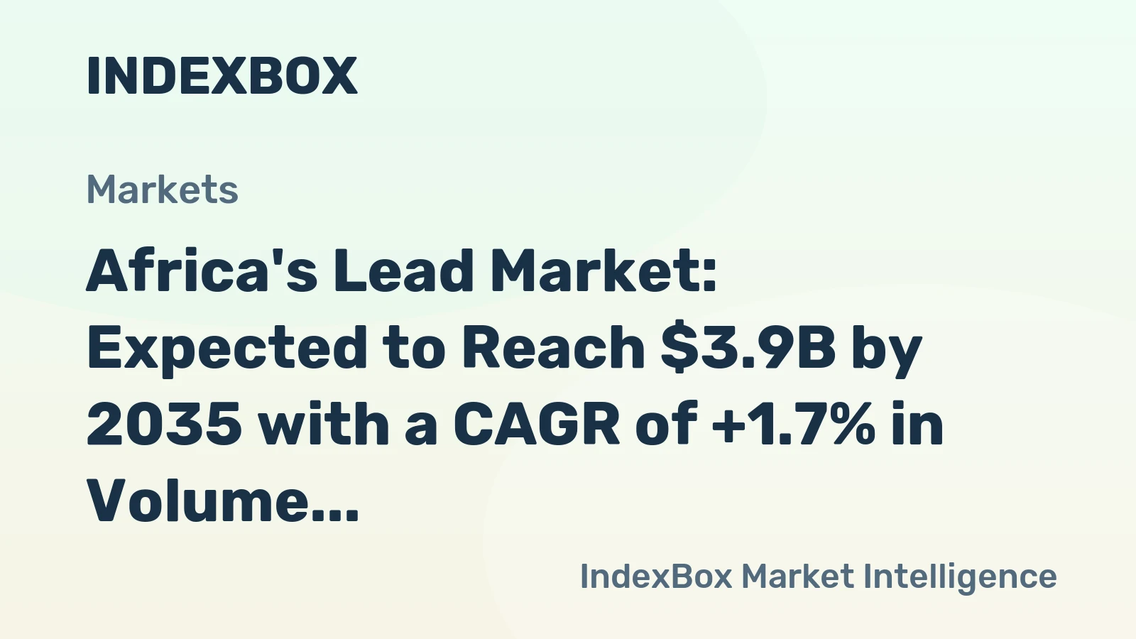 Africa's Lead Market: Expected to Reach $3.9B by 2035 with a CAGR of +1.7% in Volume and +3.0% in Value