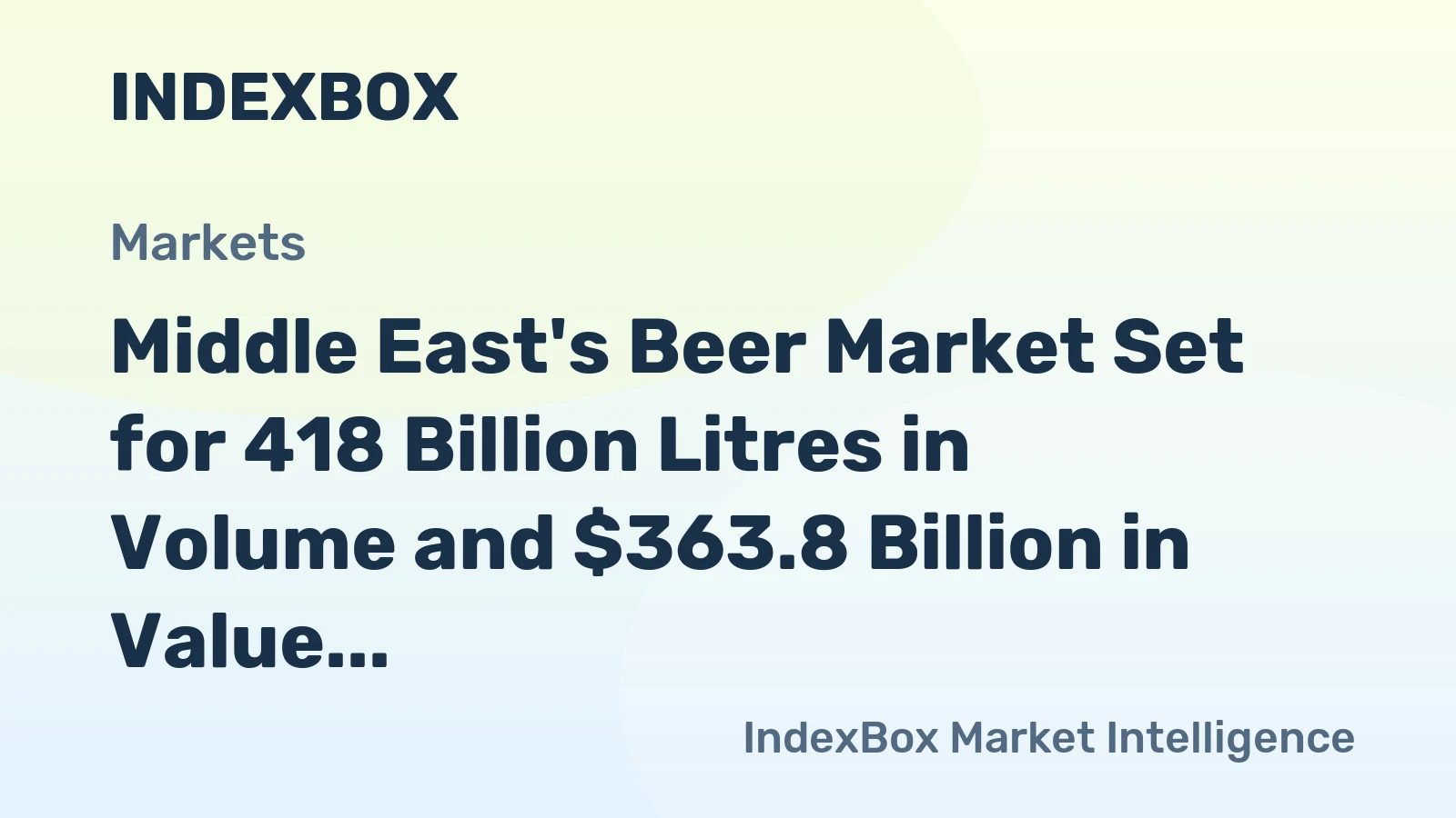 Middle East's Beer Market Set for 418 Billion Litres in Volume and $363.8 Billion in Value