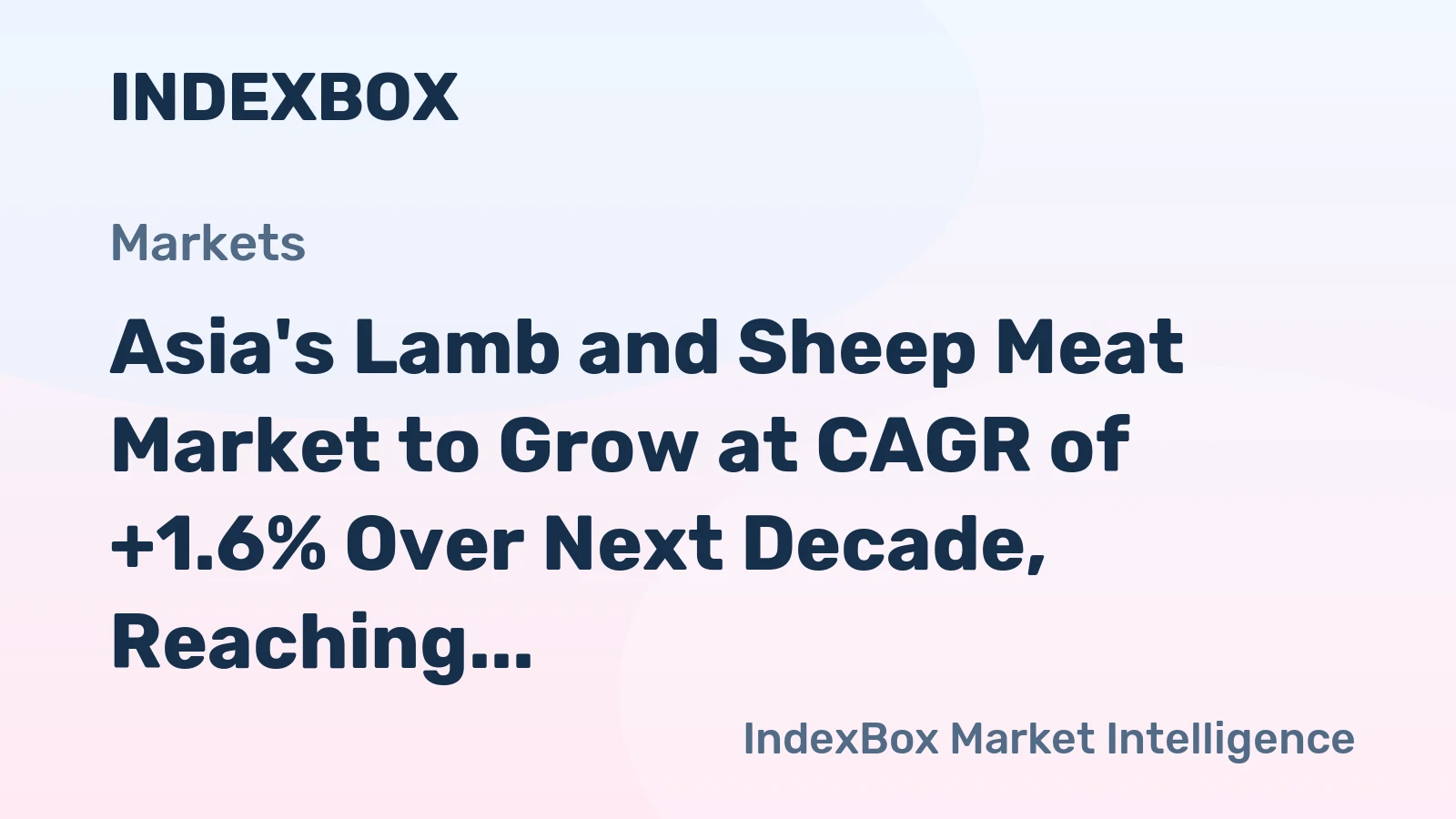 Asia's Lamb and Sheep Meat Market to Grow at CAGR of +1.6% Over Next Decade, Reaching $56.3B by 2035