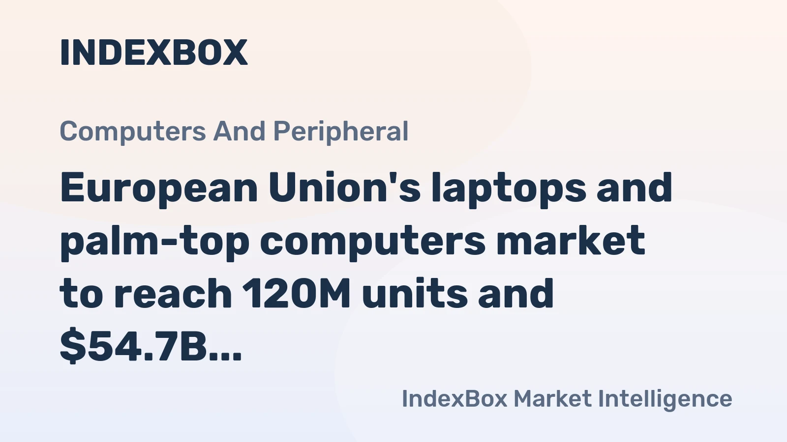 European Union's laptops and palm-top computers market to reach 120M units and $54.7B by 2035, with a forecasted +2.8% and +3.8% CAGR, respectively.
