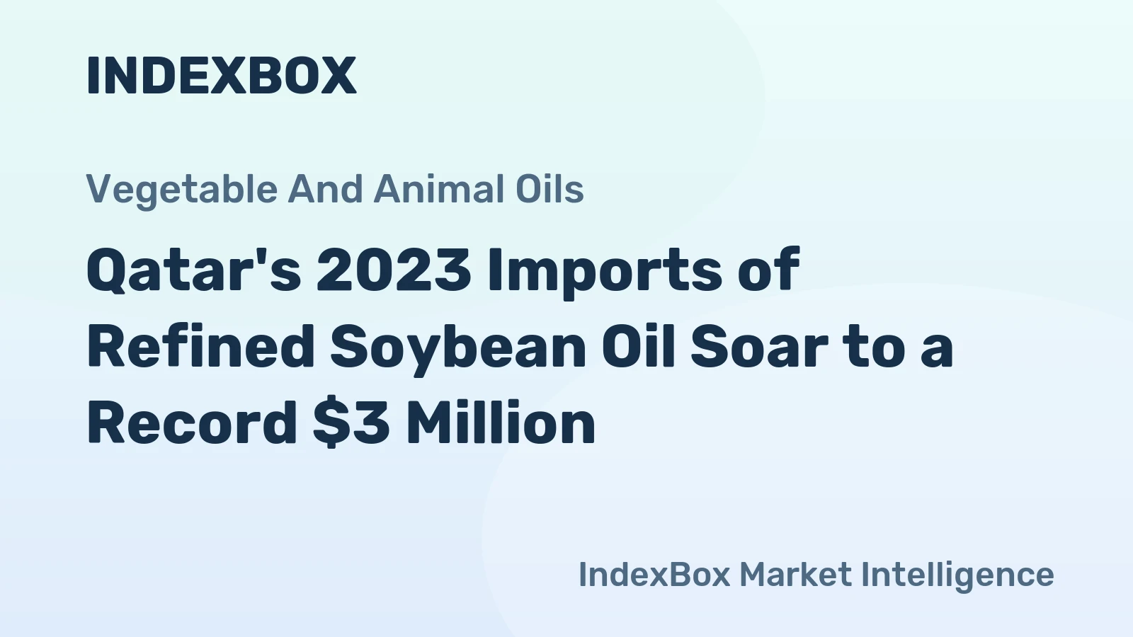 Qatar's 2023 Imports of Refined Soybean Oil Soar to a Record $3 Million