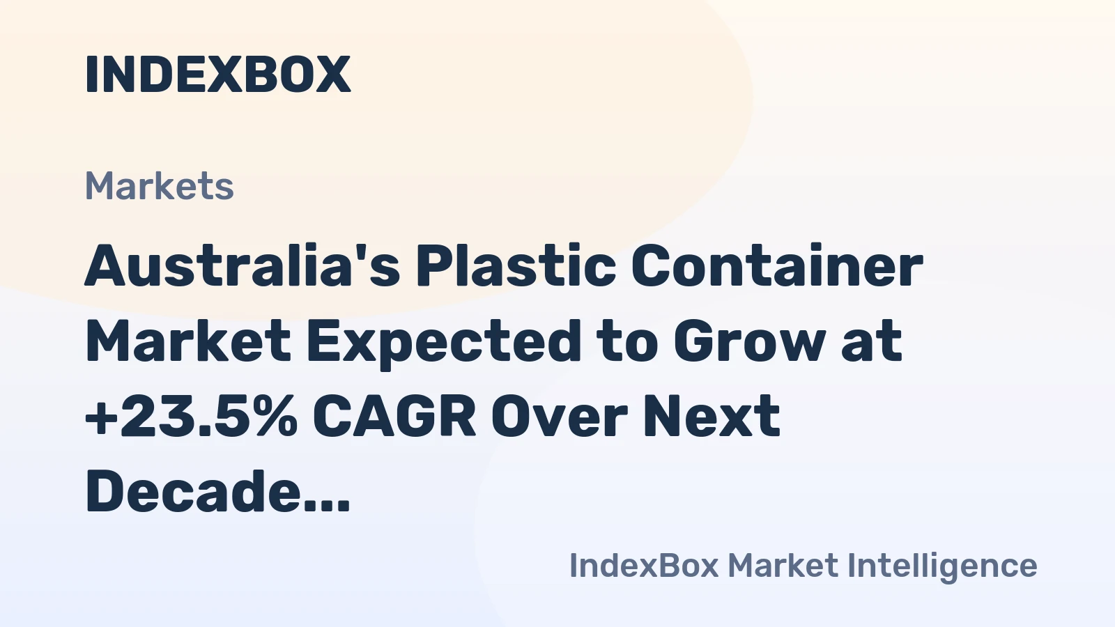 Australia's Plastic Container Market Expected to Grow at +23.5% CAGR Over Next Decade