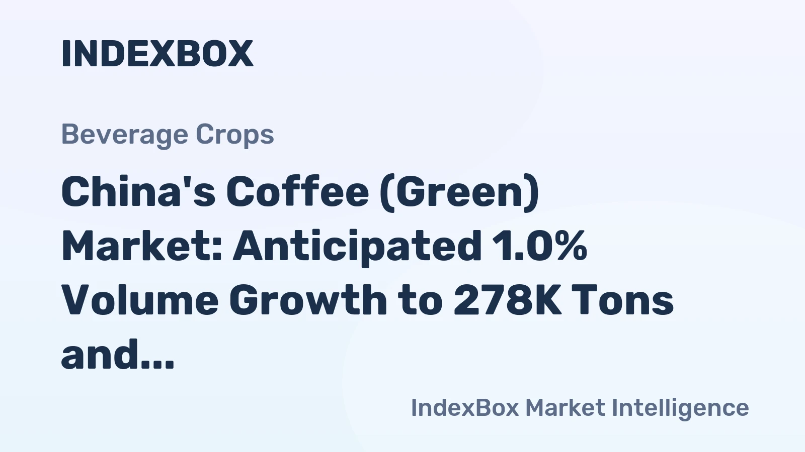 China's Coffee (Green) Market: Anticipated 1.0% Volume Growth to 278K Tons and $1.1B Value by 2035