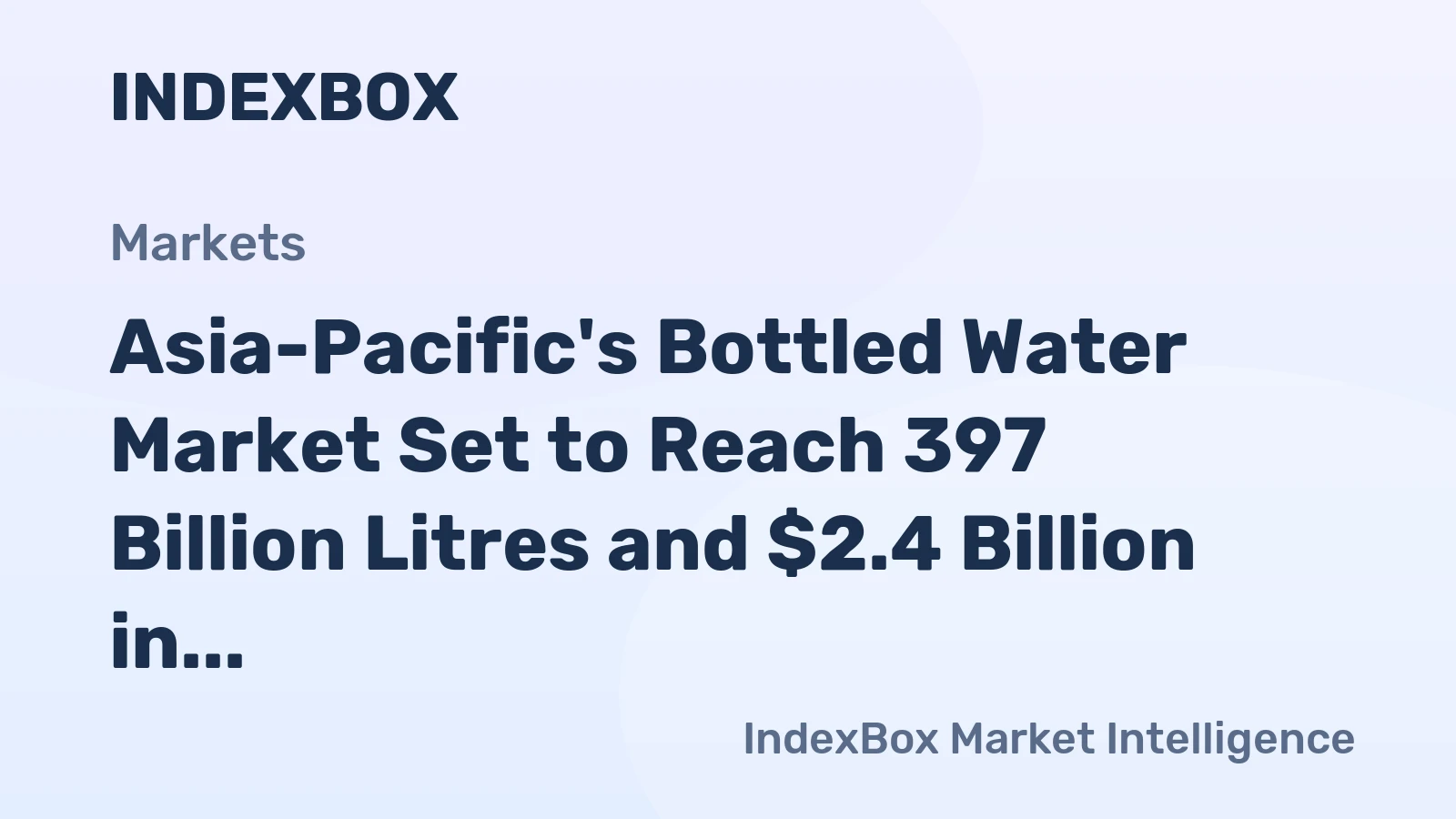 Asia-Pacific's Bottled Water Market Set to Reach 397 Billion Litres and $2.4 Billion in Value