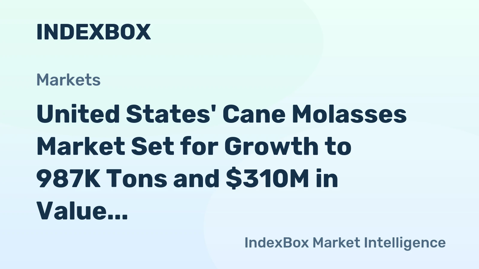 United States' Cane Molasses Market Set for Growth to 987K Tons and $310M in Value