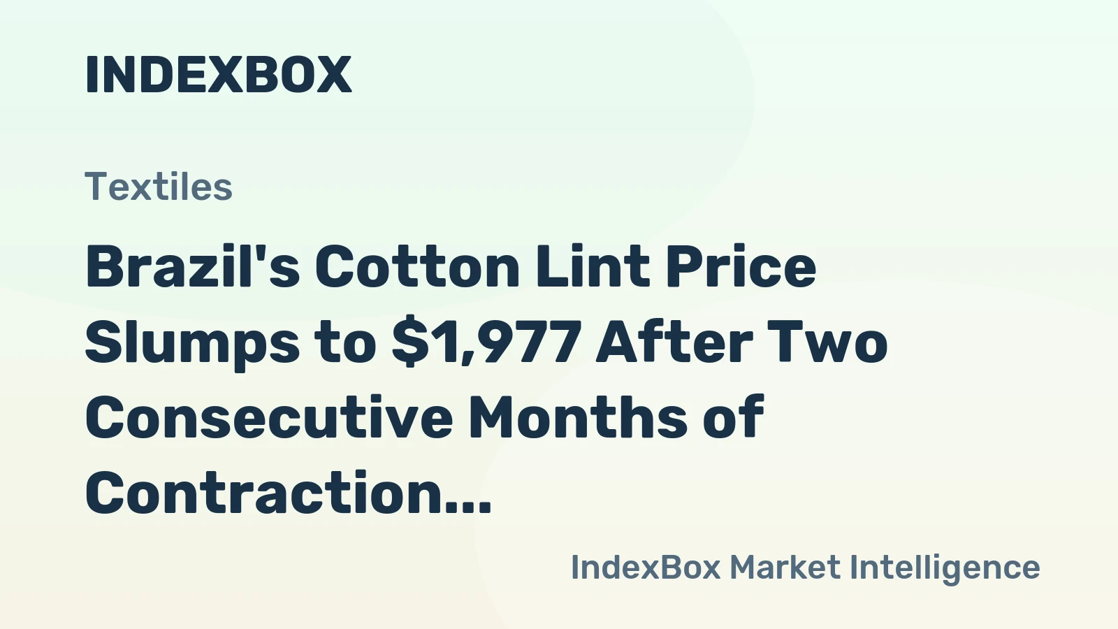 Brazil's Cotton Lint Price Slumps to $1,977 After Two Consecutive Months of Contraction
