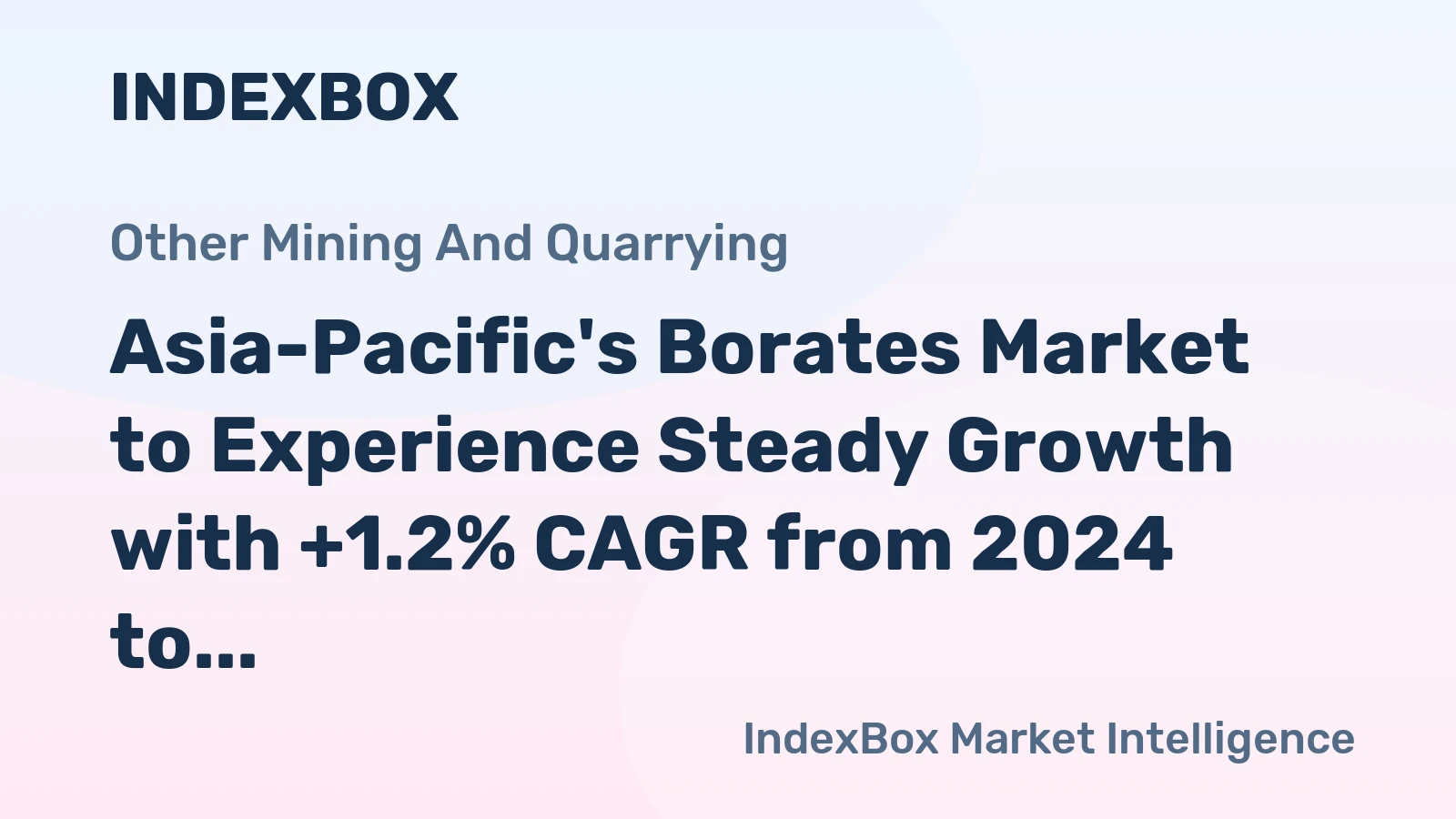 Asia-Pacific's Borates Market to Experience Steady Growth with +1.2% CAGR from 2024 to 2035
