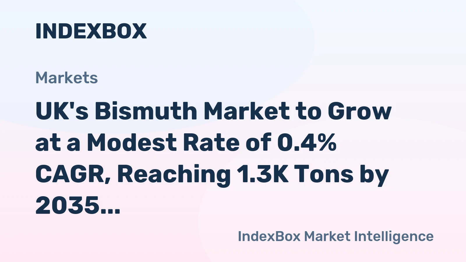 UK's Bismuth Market to Grow at a Modest Rate of 0.4% CAGR, Reaching 1.3K Tons by 2035