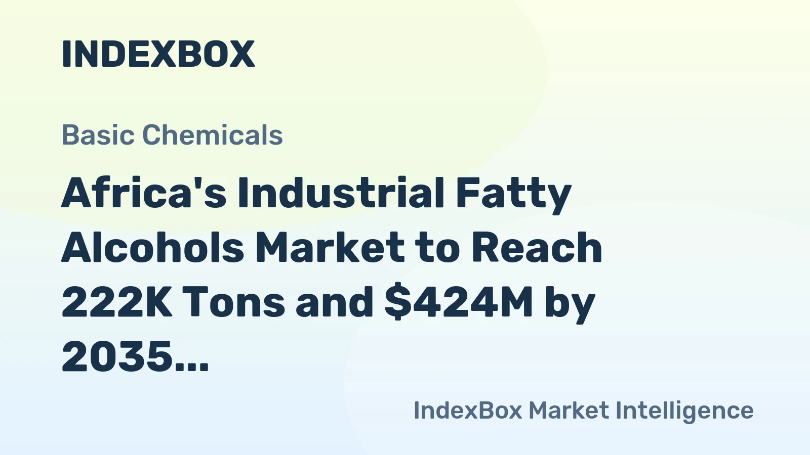 Africa's Industrial Fatty Alcohols Market to Reach 222K Tons and $424M by 2035