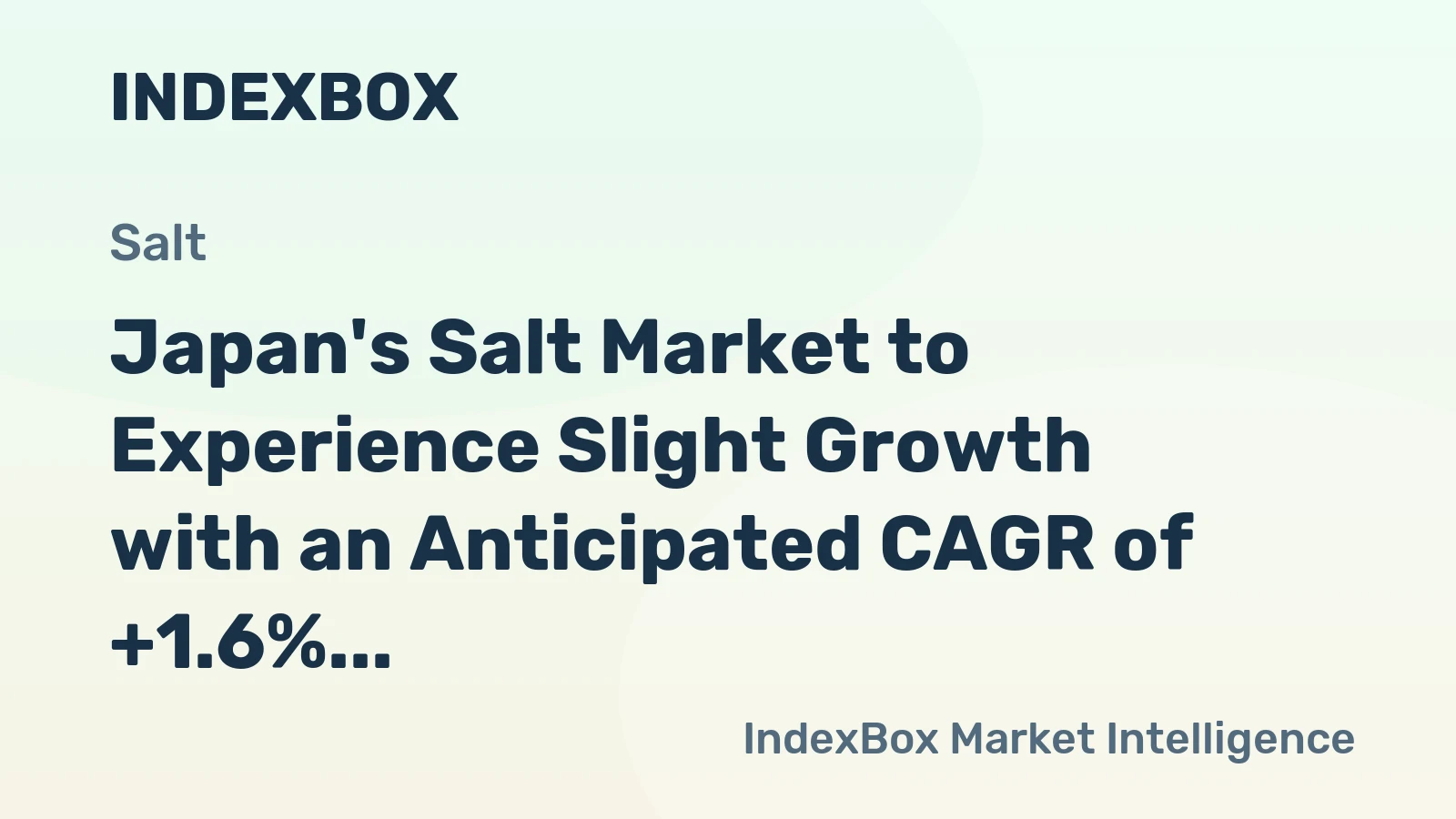 Japan's Salt Market to Experience Slight Growth with an Anticipated CAGR of +1.6% in Market Value