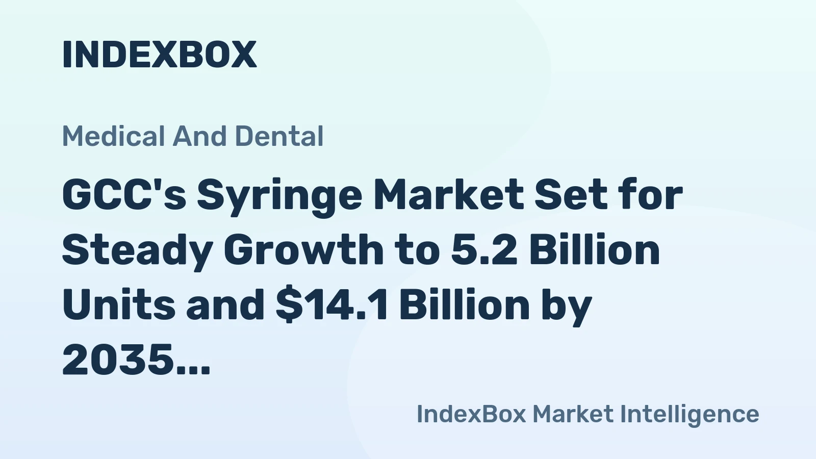 GCC's Syringe Market Set for Steady Growth to 5.2 Billion Units and $14.1 Billion by 2035