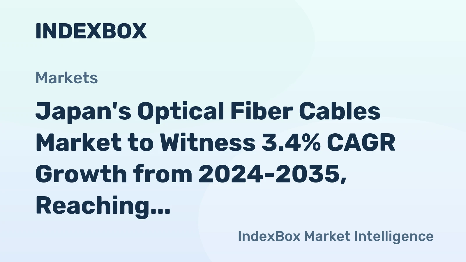 Japan's Optical Fiber Cables Market to Witness 3.4% CAGR Growth from 2024-2035, Reaching 69K Tons