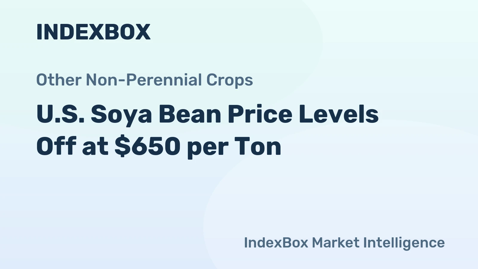 U.S. Soya Bean Price Levels Off at $650 per Ton