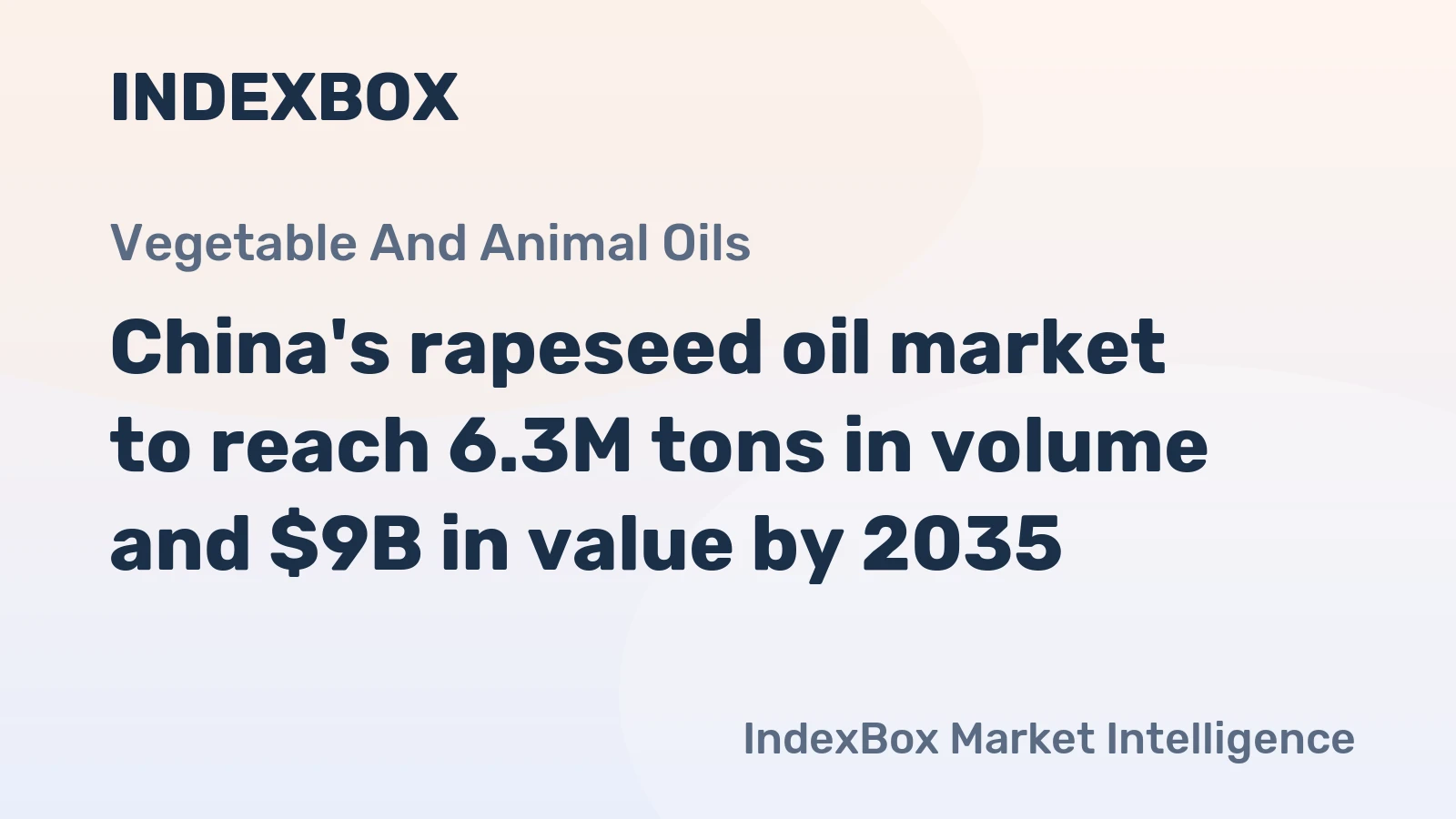 China's rapeseed oil market to reach 6.3M tons in volume and $9B in value by 2035