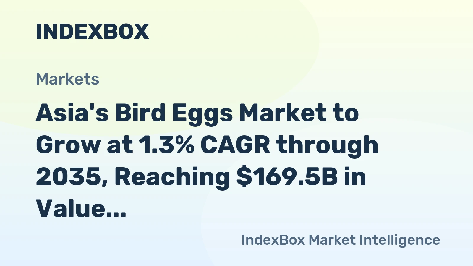 Asia's Bird Eggs Market to Grow at 1.3% CAGR through 2035, Reaching $169.5B in Value
