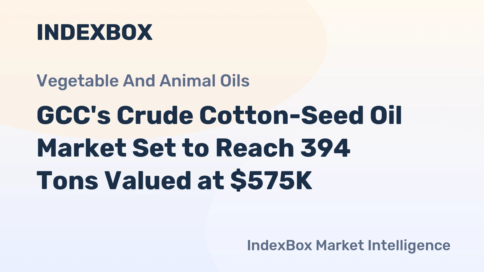 GCC's Crude Cotton-Seed Oil Market Set to Reach 394 Tons Valued at $575K