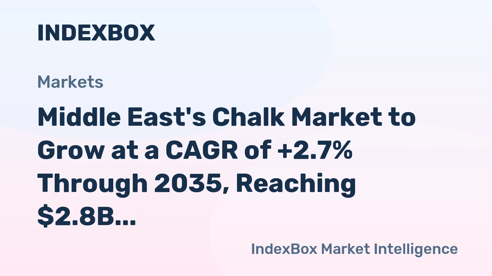 Middle East's Chalk Market to Grow at a CAGR of +2.7% Through 2035, Reaching $2.8B in Value