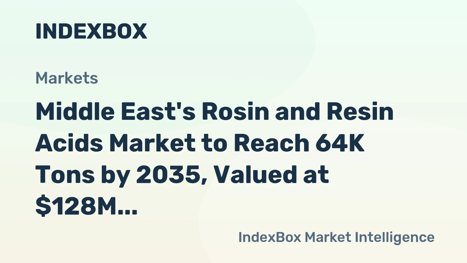 Middle East's Rosin and Resin Acids Market to Reach 64K Tons by 2035, Valued at $128M