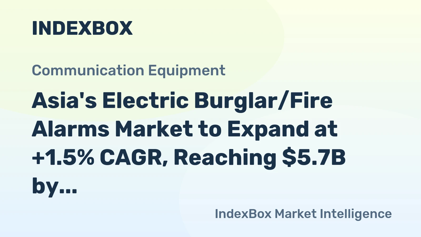 Asia's Electric Burglar/Fire Alarms Market to Expand at +1.5% CAGR, Reaching $5.7B by 2035