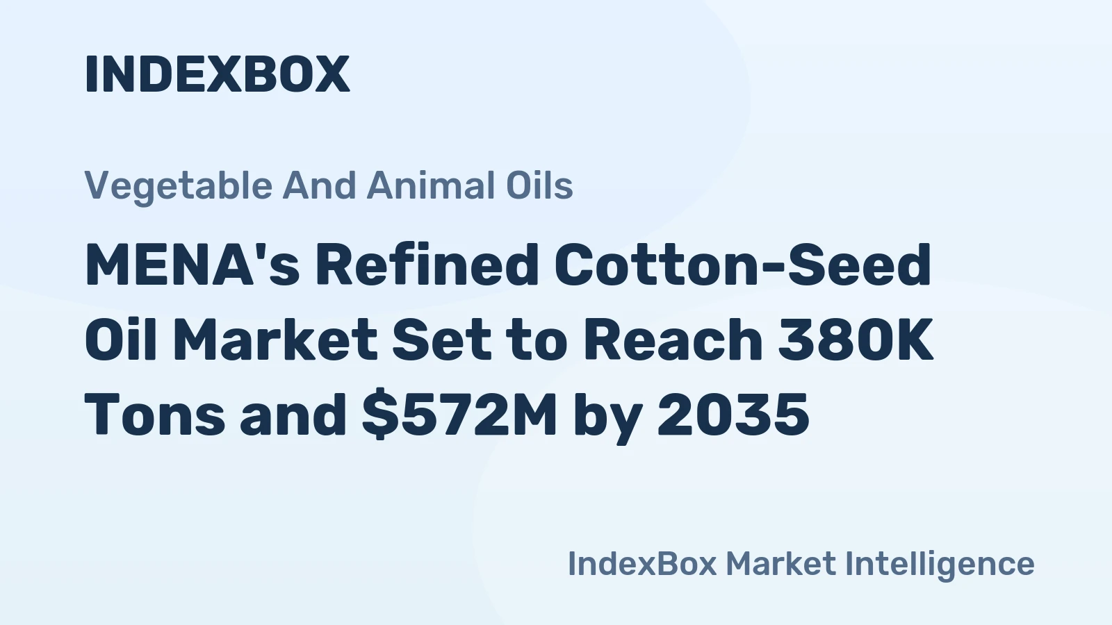 MENA's Refined Cotton-Seed Oil Market Set to Reach 380K Tons and $572M by 2035